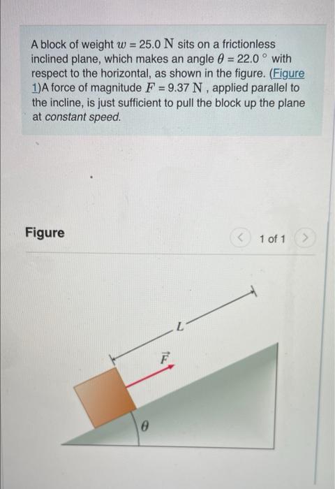 Solved A block of weight w = 25.0 N sits on a frictionless | Chegg.com