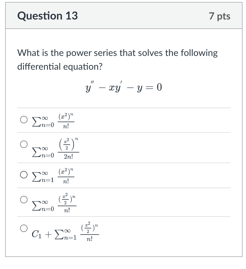 Solved Question 13What is ﻿the power series that solves the | Chegg.com