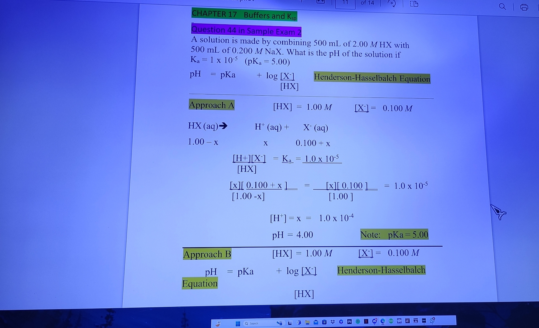 Solved CHAPTER 17 ﻿Buffers and Ksp Question 44 ﻿in Sample | Chegg.com