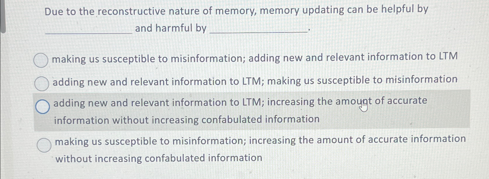 Solved Due to the reconstructive nature of memory, memory | Chegg.com