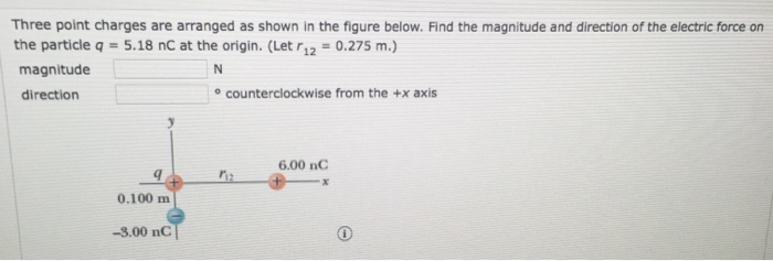 Solved Three point charges are arranged as shown in the | Chegg.com