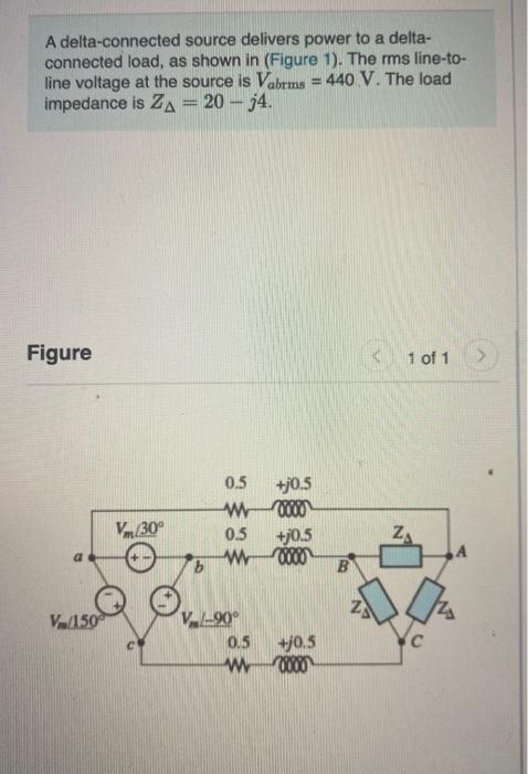 Solved A delta-connected source delivers power to a delta- | Chegg.com