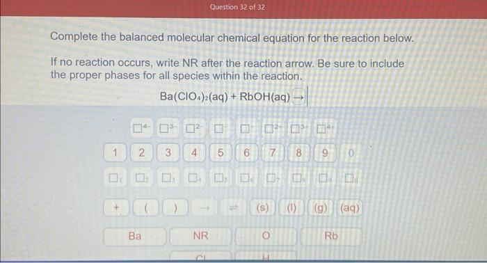 Solved Complete the balanced molecular chemical equation for | Chegg.com