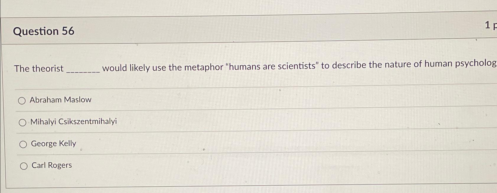 Solved Question 56The theorist would likely use the metaphor | Chegg.com