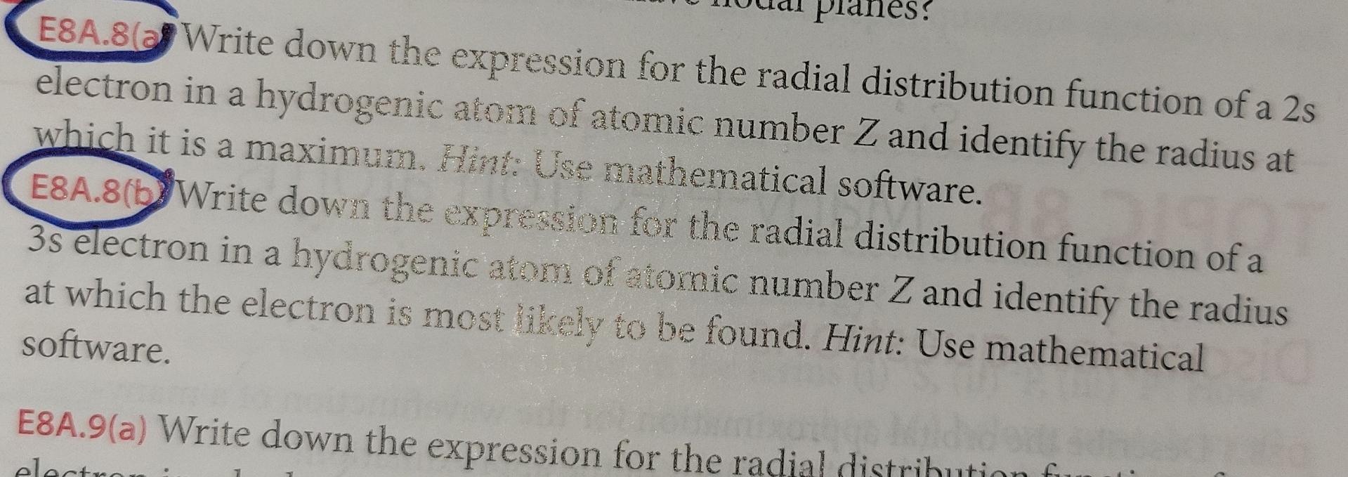 Solved E8A.8 Write down the expression for the radial | Chegg.com