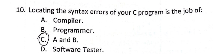 Solved Locating the syntax errors of your C ﻿program is the | Chegg.com