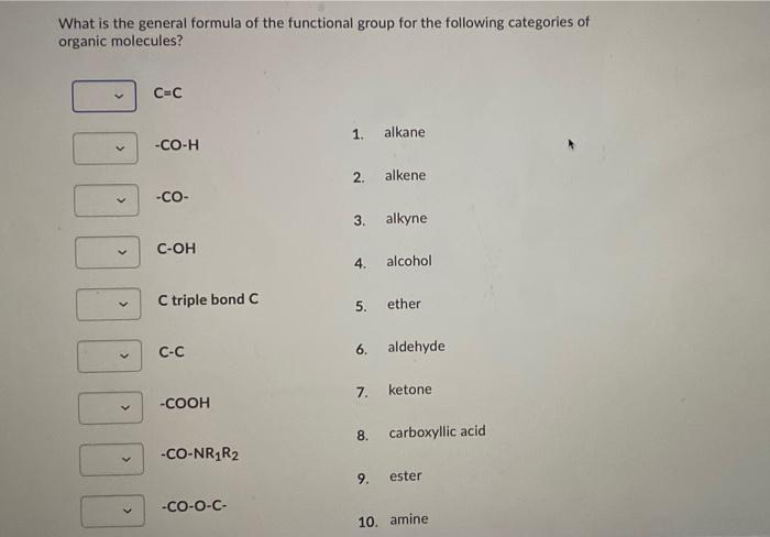 Solved What is the general formula of the functional group | Chegg.com