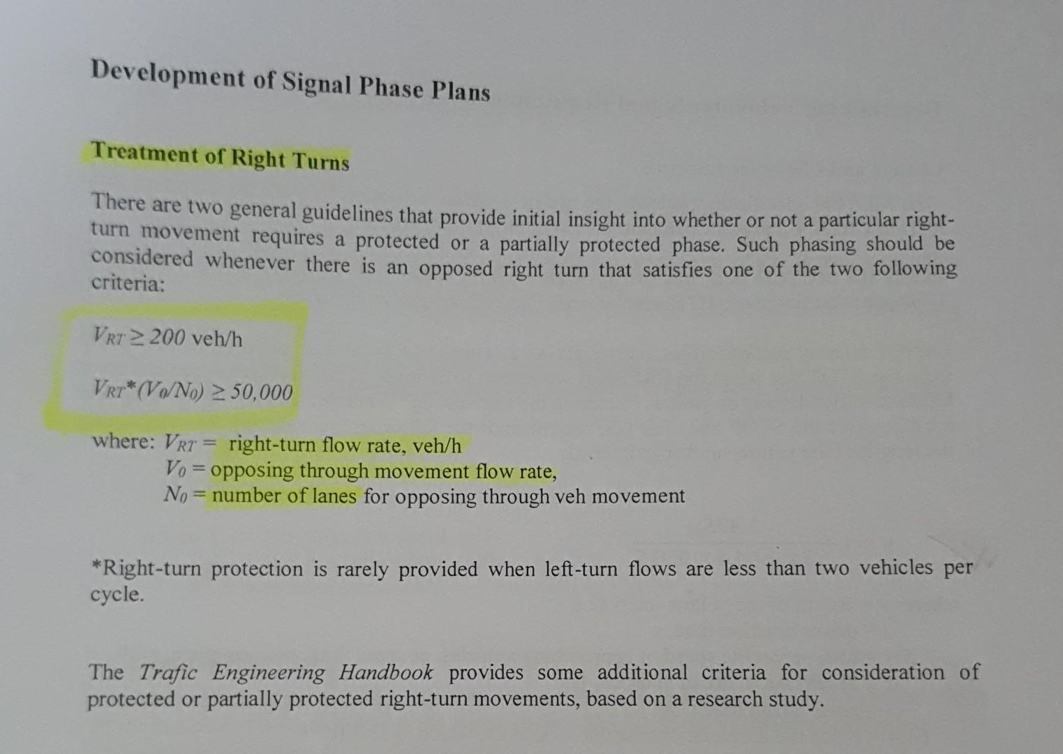 Development of Signal Phase Plans Treatment of Right | Chegg.com