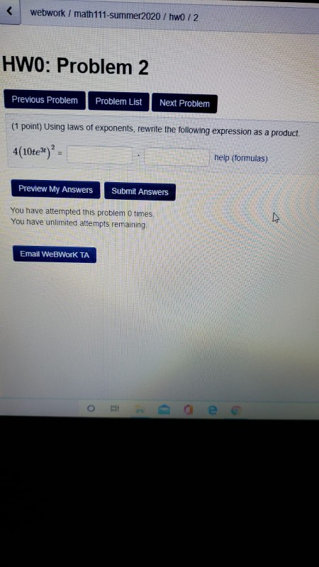 Solved webwork / math 111-summer2020 / hwo 12 HWO: Problem 2 | Chegg.com Solved webwork / math 111-summer2020 / hwo 12 HWO: Problem 2 | Chegg.com
