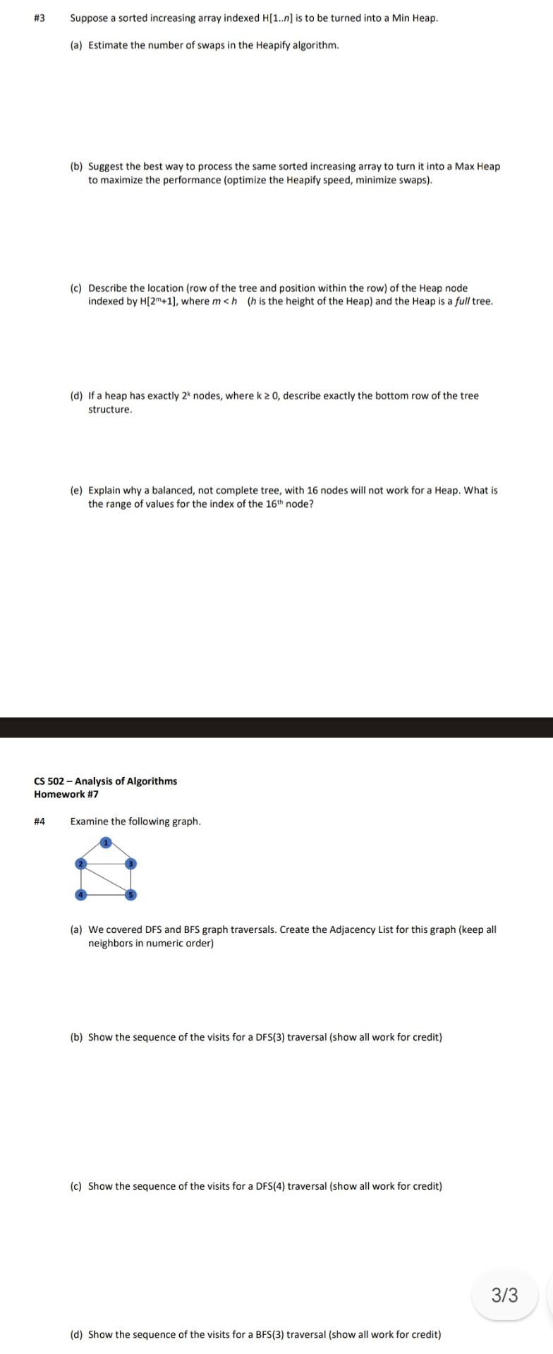 Solved \#3 Suppose a sorted increasing array indexed H[1..n] | Chegg.com