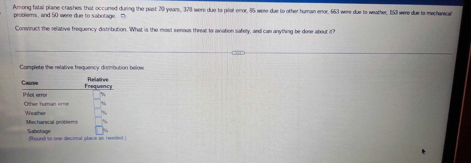 Among fatal plane crashes that occurred during the | Chegg.com