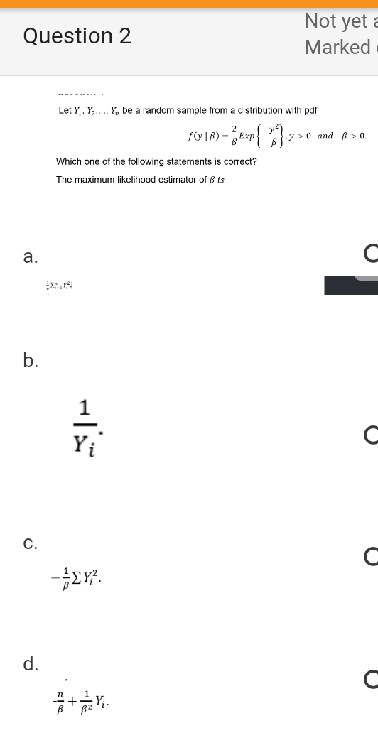 Solved Let Y1,Y2,…,Yn be a random sample from a distribution | Chegg.com