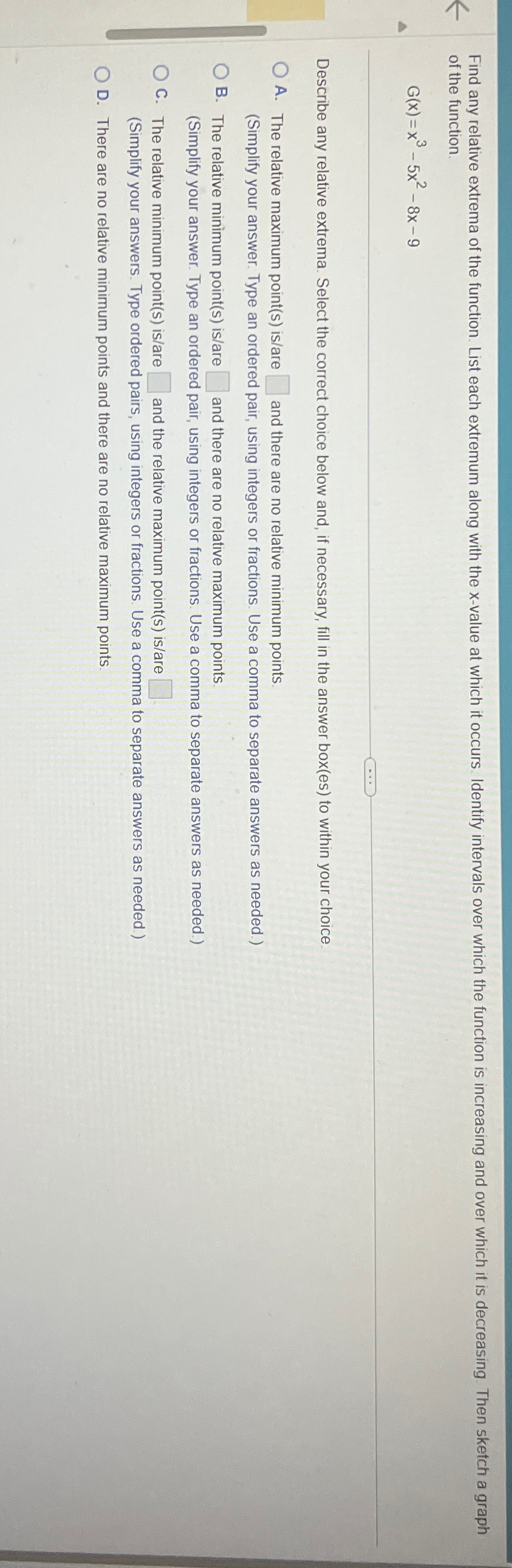 Solved Find any relative extrema of the function. List each | Chegg.com