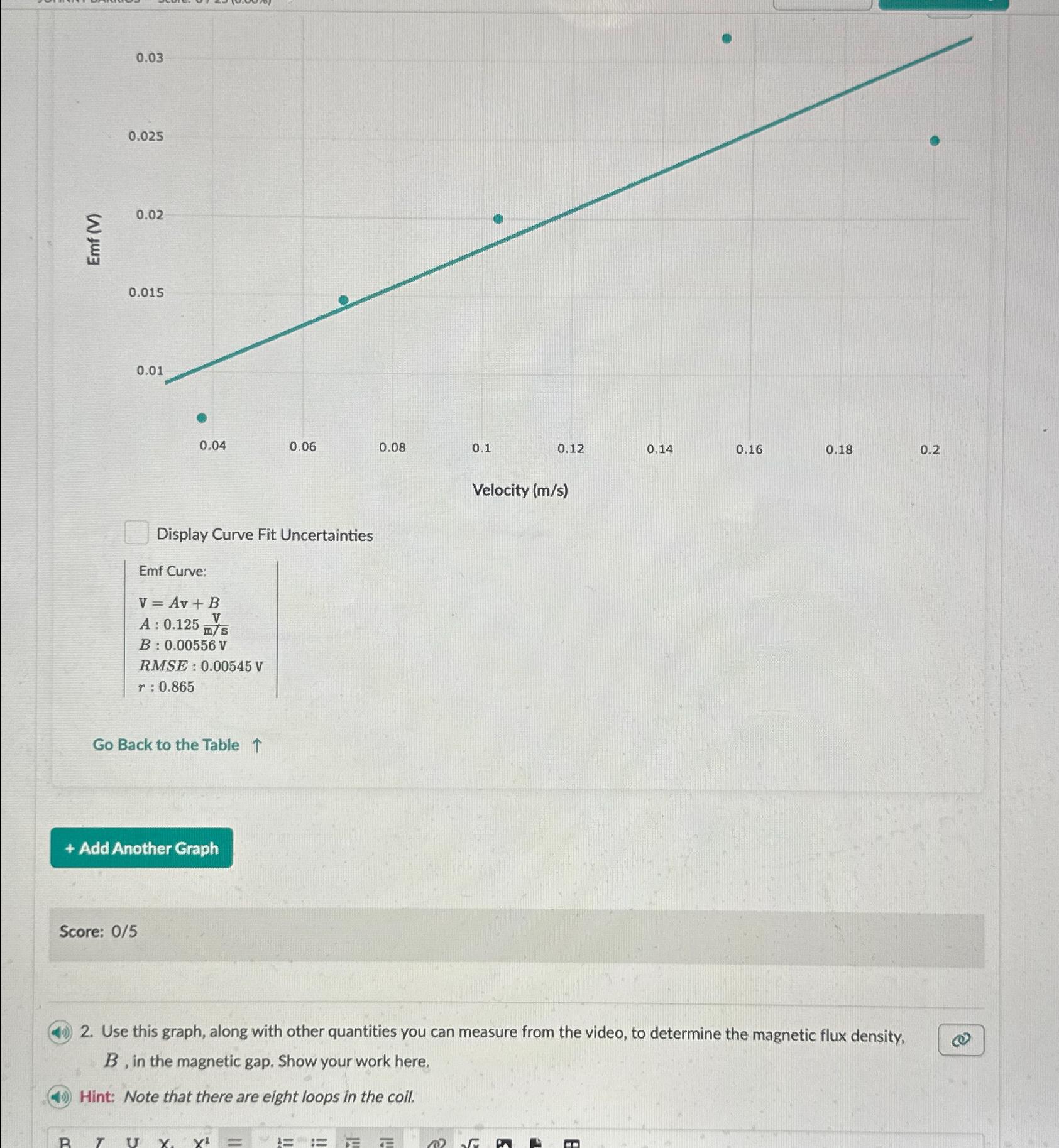 Display Curve Fit UncertaintiesEmf | Chegg.com