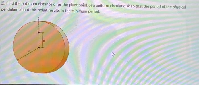Solved 2). Find the optimum distance d for the pivot point | Chegg.com