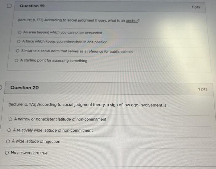 Question 19 1 pts (lecture, p. 173) According to | Chegg.com