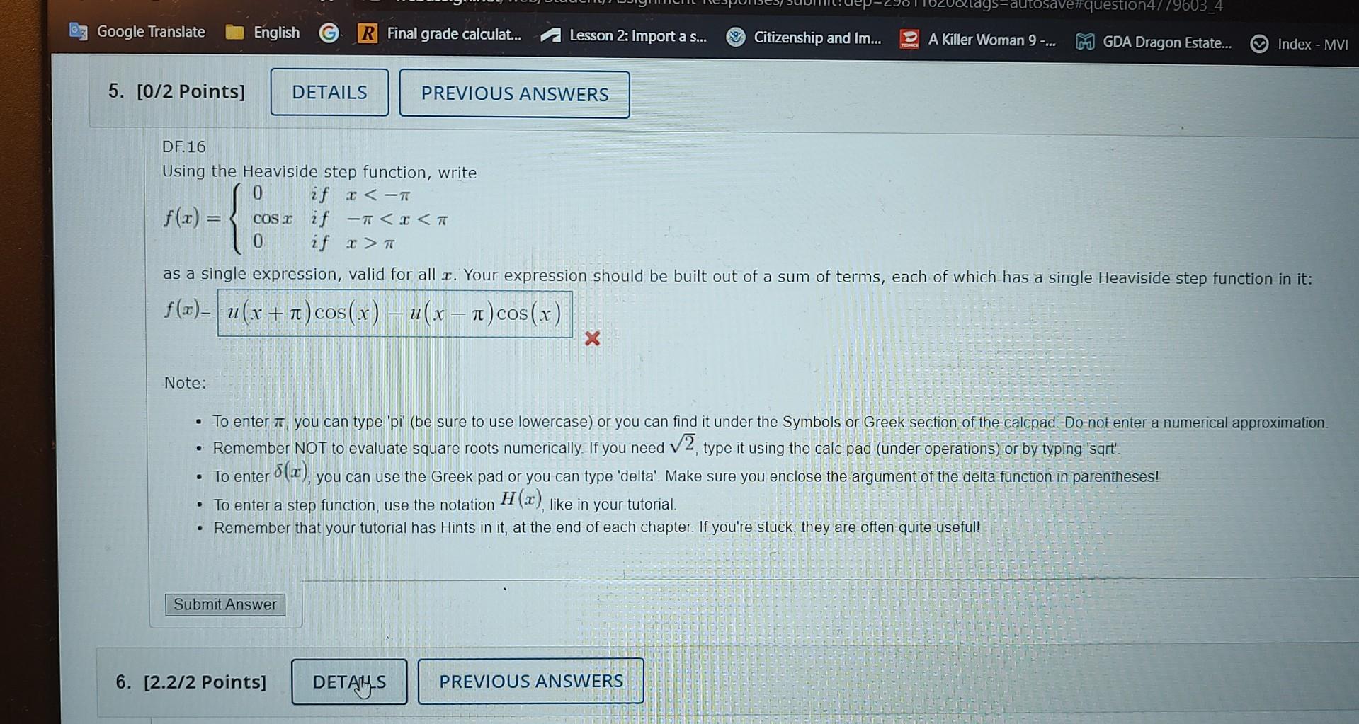 Solved DF. 16 Using the Heaviside step function, write | Chegg.com