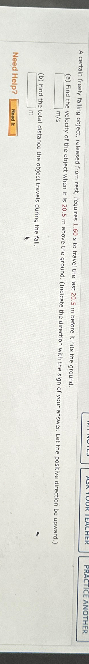 Solved A certain freely falling object, released from rest, | Chegg.com