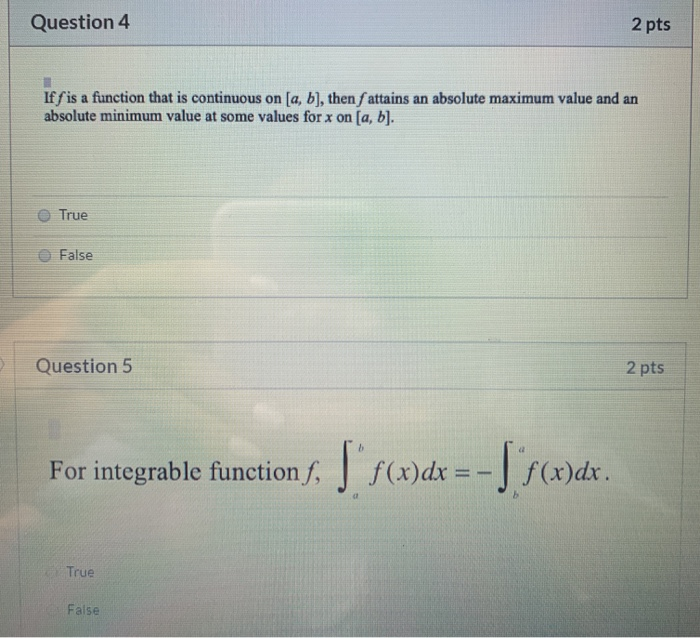 Solved Question 4 2 Pts Iff Is A Function That Is Continuous