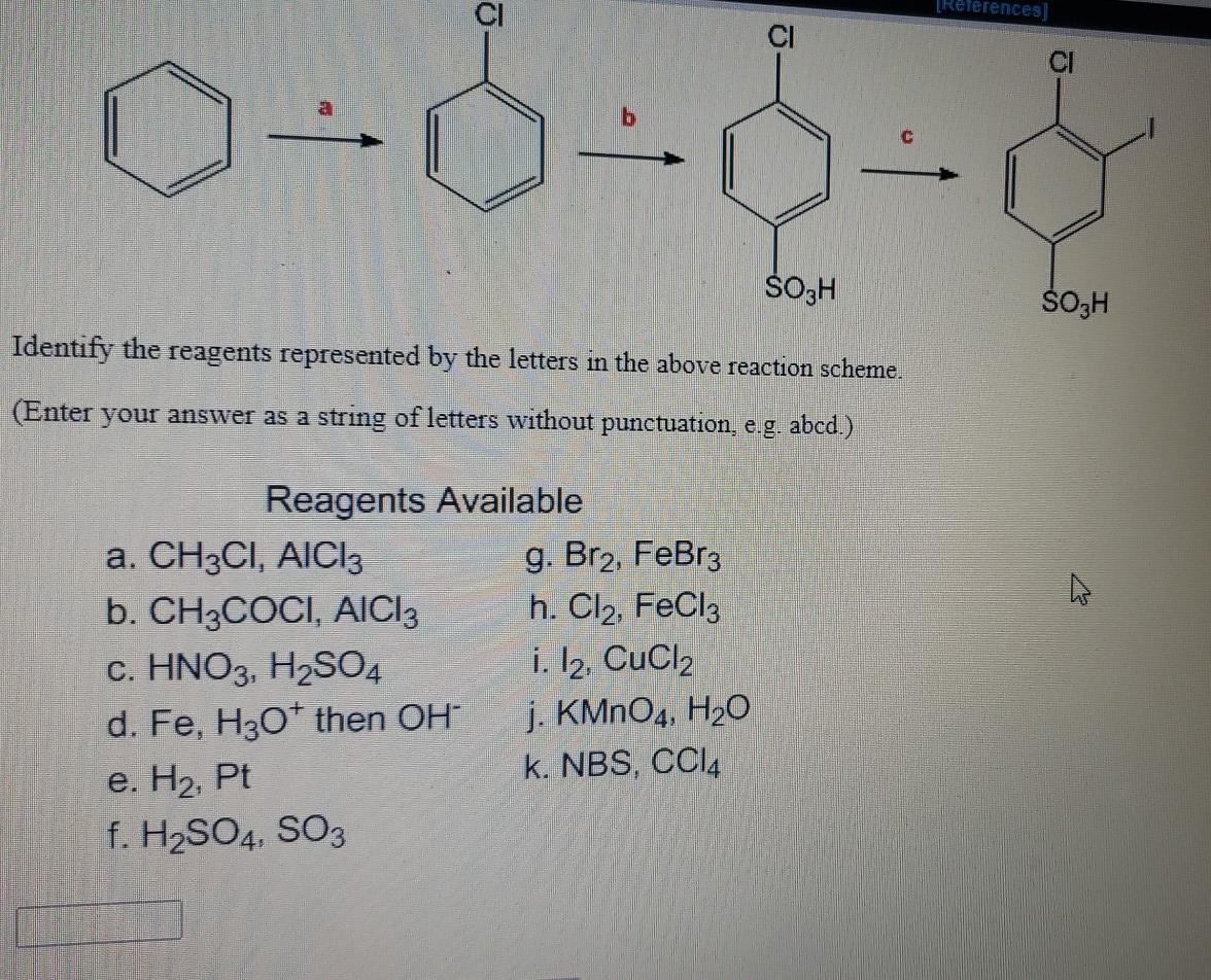 Solved CI References o 0-B- SO3H SO3H Identify the reagents | Chegg.com