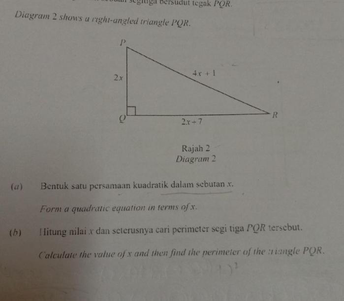 Solved Diagram 2 ﻿show's a right-angled triangle PQR.Rajah | Chegg.com