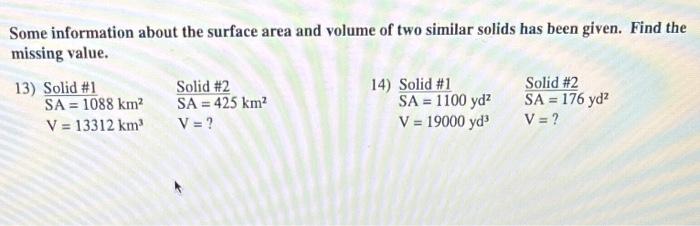 [Solved]: Some information about the surface area and volum