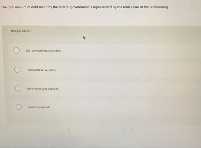 Solved The total amount of debt owed by the federal | Chegg.com