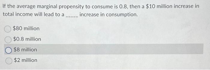Solved If the average marginal propensity to consume is 0.8 | Chegg.com