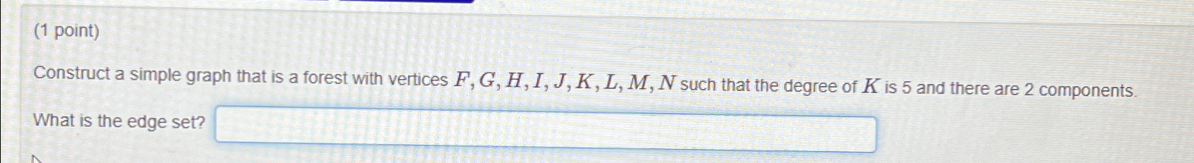 Solved (1 ﻿point)Construct a simple graph that is a forest | Chegg.com