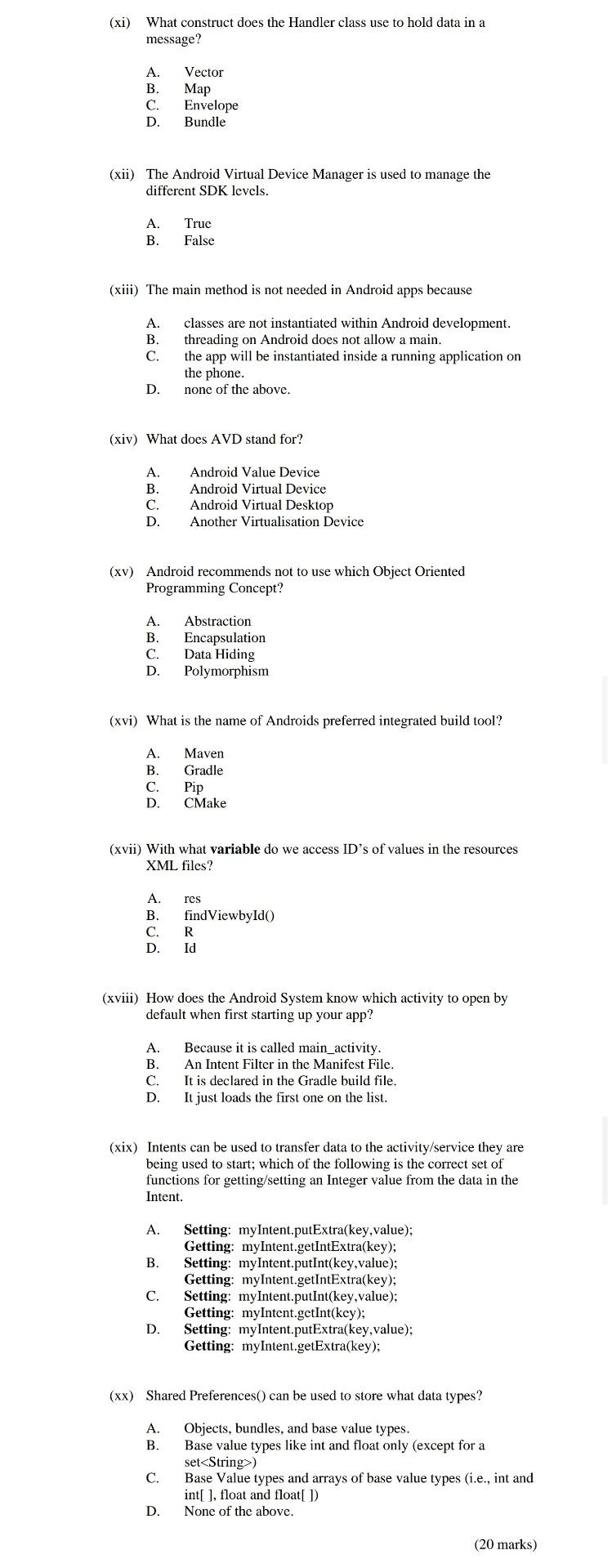 Solved (xi) What construct does the Handler class use to | Chegg.com