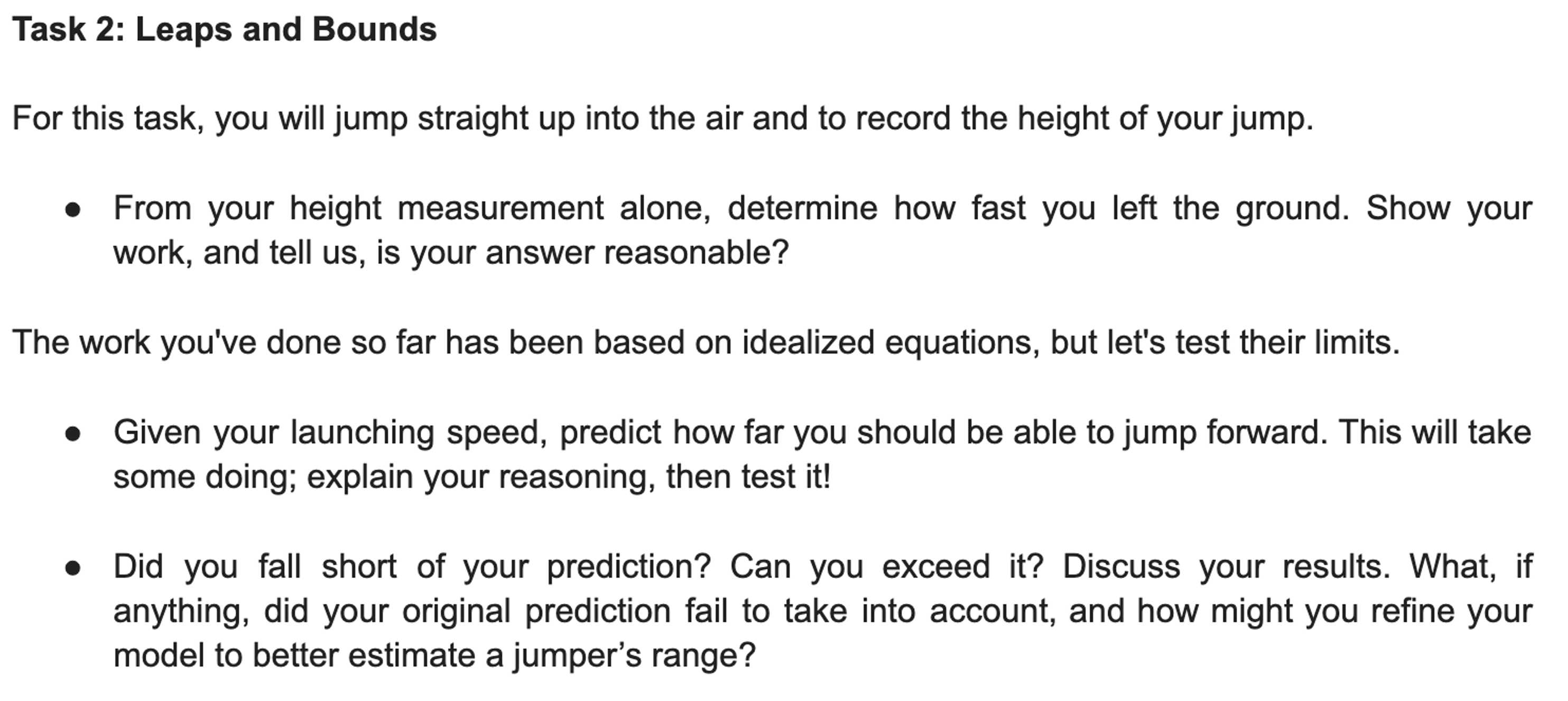 Solved Task 2: Leaps and BoundsFor this task, you will jump | Chegg.com
