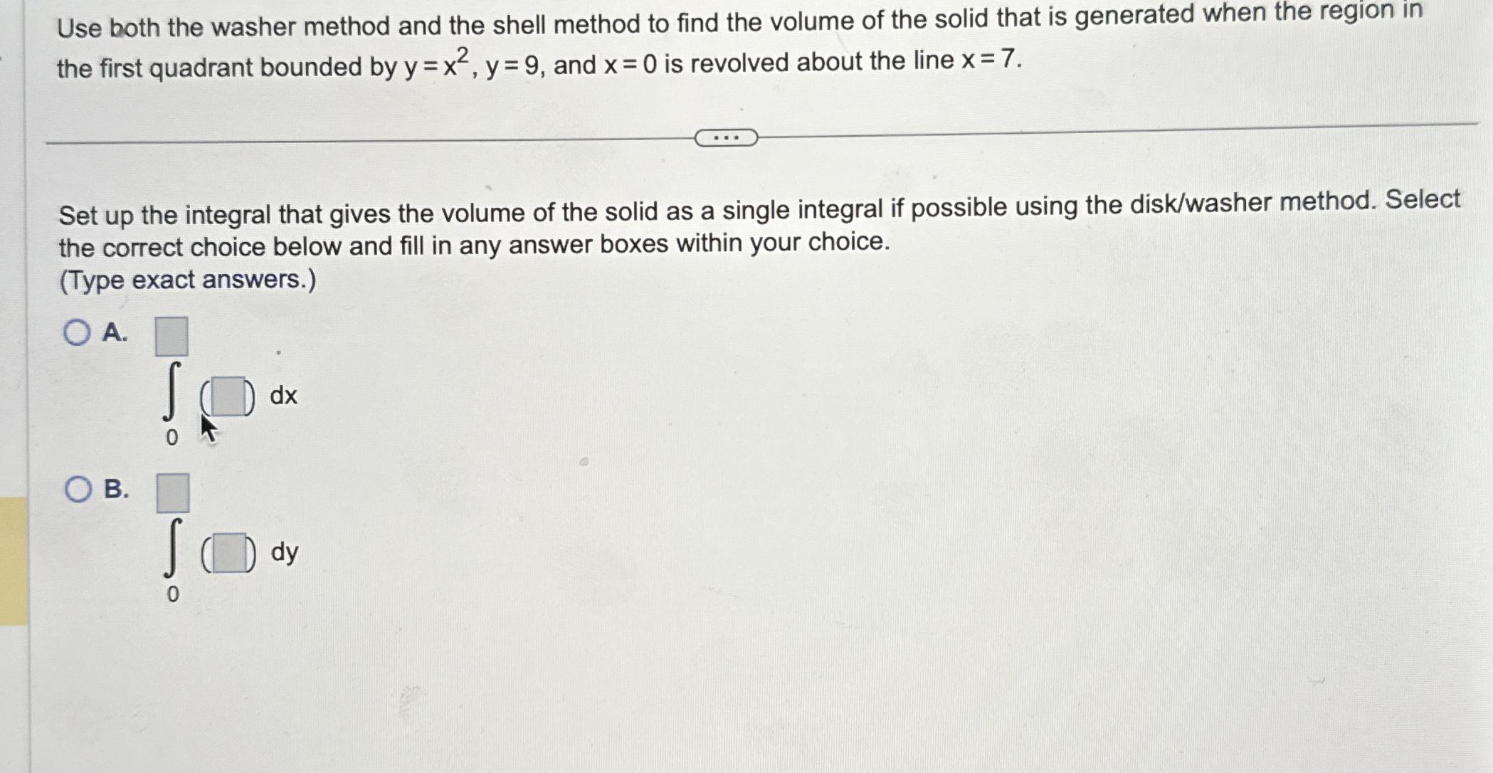 Solved Use both the washer method and the shell method to | Chegg.com