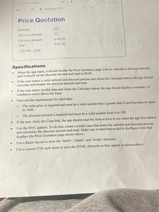 Solved x + 1 Price Quotation localhostsoon Price Quotation | Chegg.com