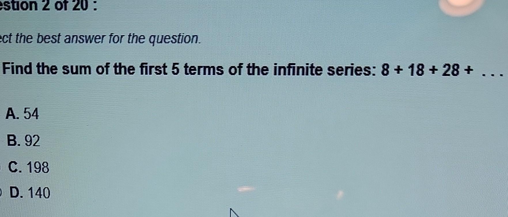 Solved Find the sum of the first 5 terms of the infinite | Chegg.com