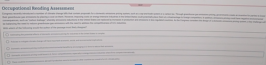 Solved Occupational Reading Assessment be balancing the need | Chegg.com