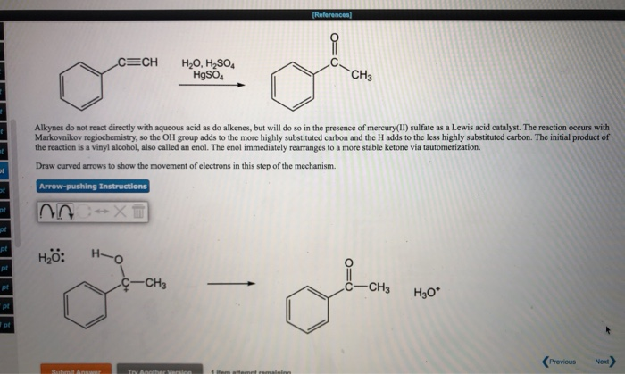 Solved [References) CECH H2O, H2SO4 HgSO4 CHE Alkynes do not | Chegg.com