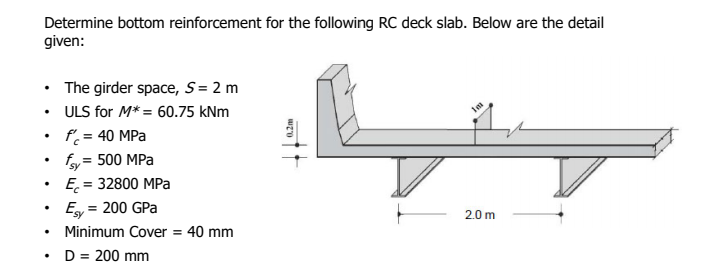 Solved Determine bottom reinforcement for the following RC | Chegg.com