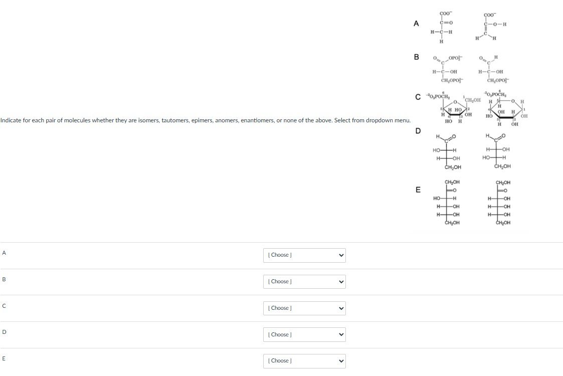 Solved whether they are isomers, tautomers, epimers, | Chegg.com