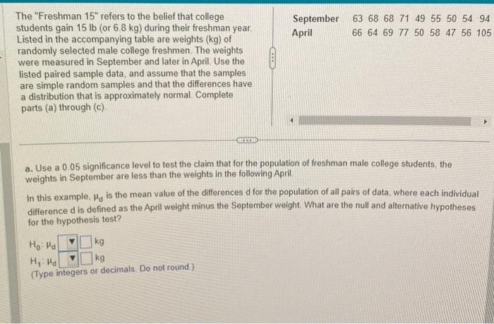 The "Freshman 15 " refers to the belief that college | Chegg.com