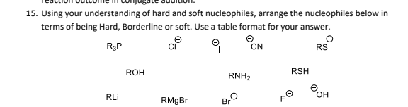 Solved 15. Using your understanding of hard and soft | Chegg.com