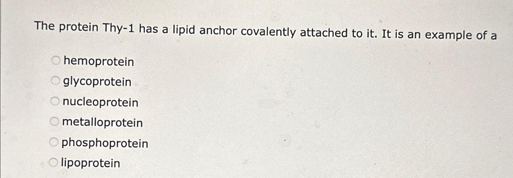 Solved The protein Thy-1 ﻿has a lipid anchor covalently | Chegg.com
