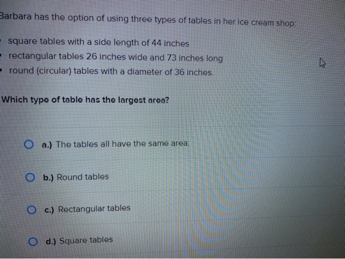 Solved Betty has the option of using three types of tables | Chegg.com