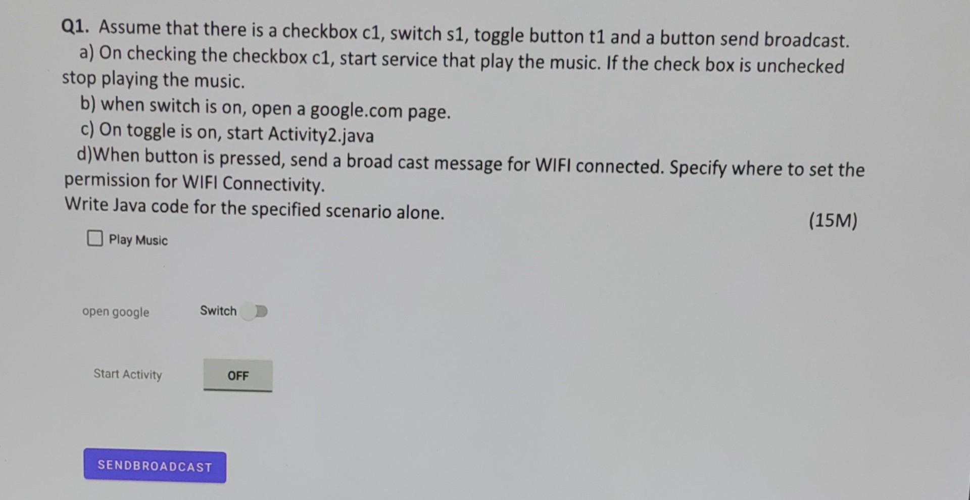 Solved Q1. Assume that there is a checkbox c1, switch s1, | Chegg.com