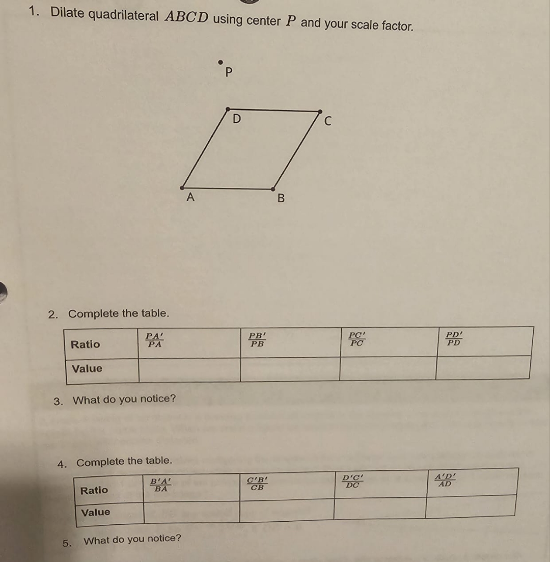 Dilate quadrilateral ABCD using center P ﻿and your | Chegg.com