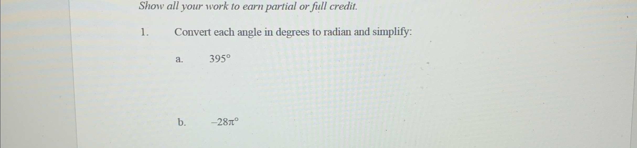 Solved Show all your work to earn partial or full | Chegg.com