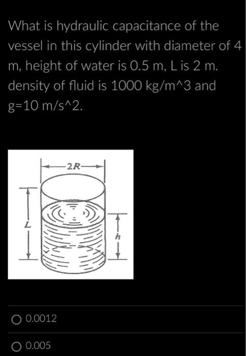Solved What is hydraulic capacitance of the vessel in this | Chegg.com