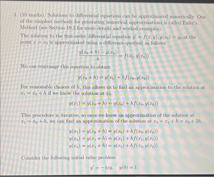 Solved 3. (10 marks). Solutions to differential equations | Chegg.com