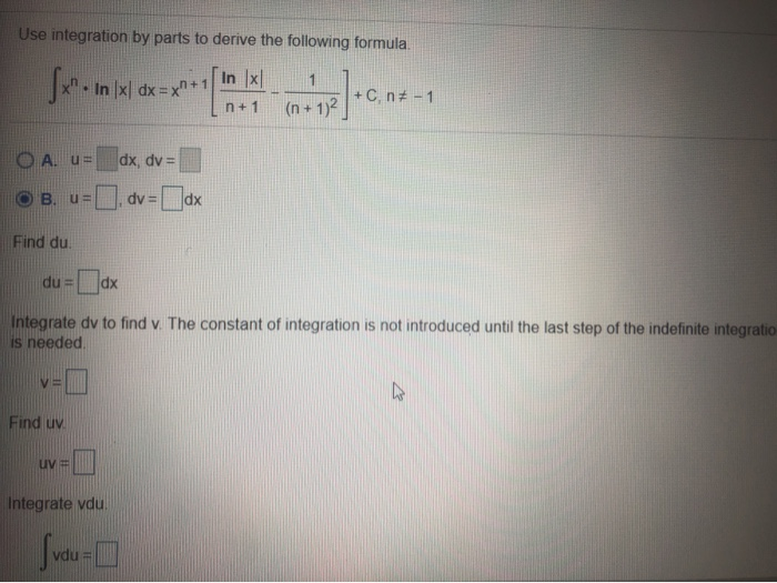 Solved Use integration by parts to derive the following | Chegg.com