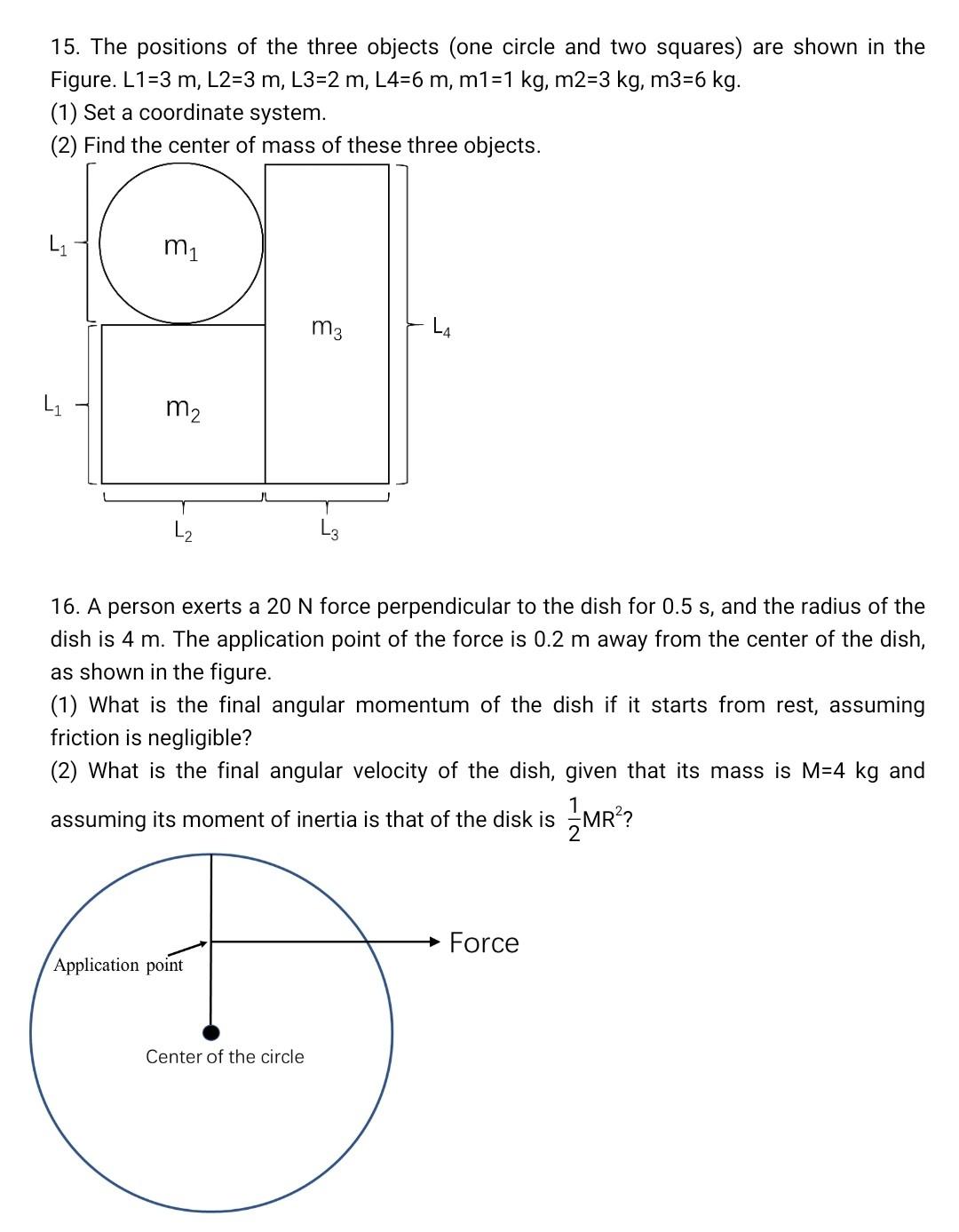 Solved 15. The positions of the three objects (one circle | Chegg.com