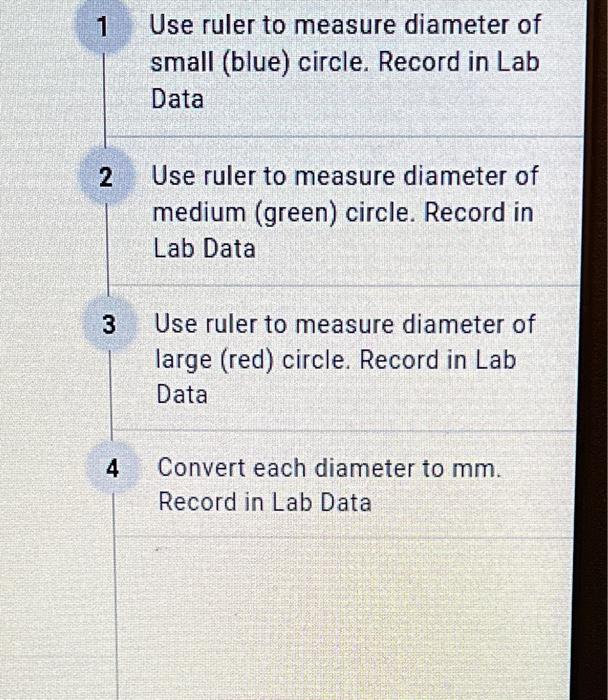 Solved 1 Use ruler to measure diameter of small (blue) | Chegg.com